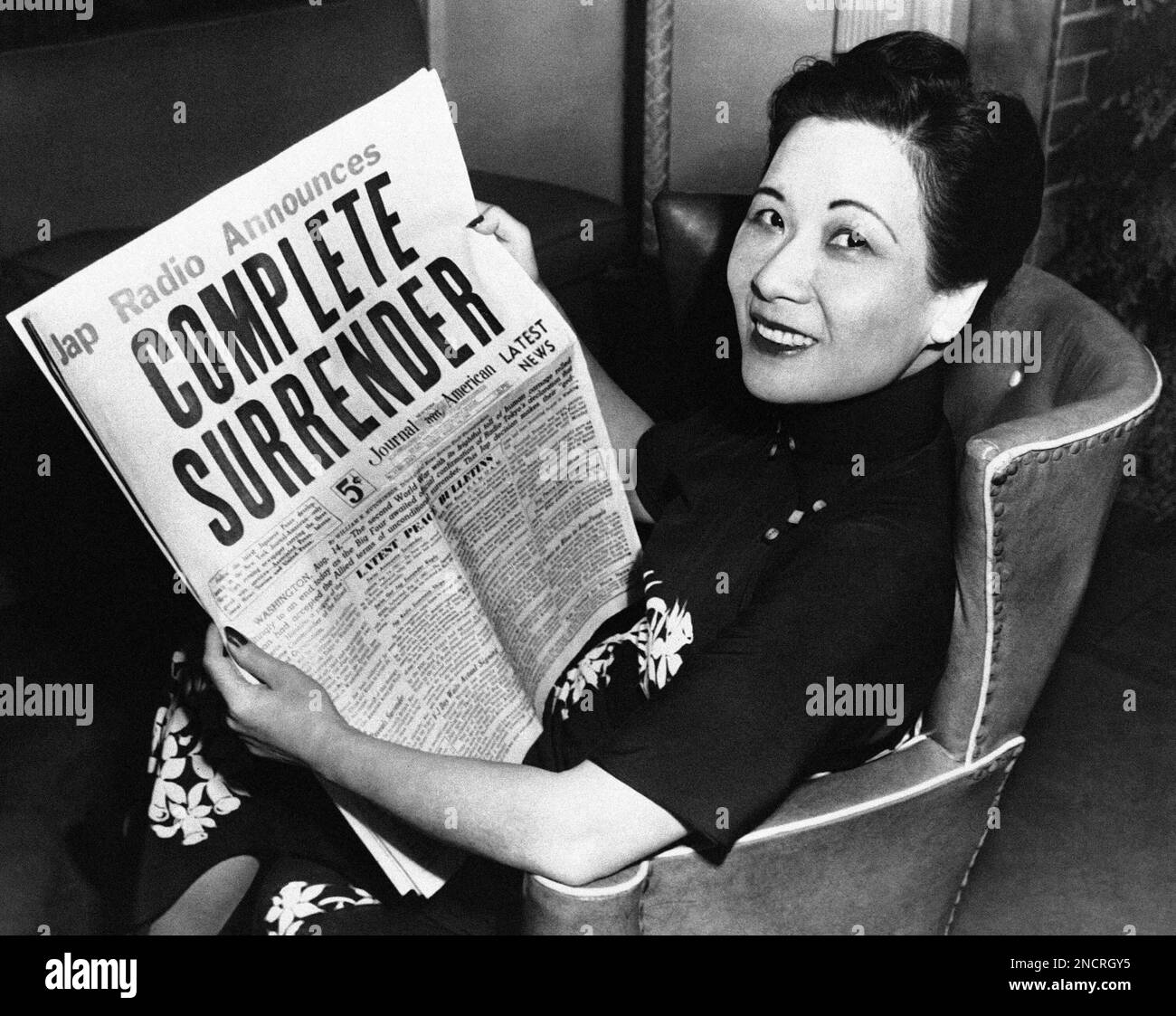 Madame Chiang Kai-Shek, wife of the Chinese Generalissimo, at her home ...