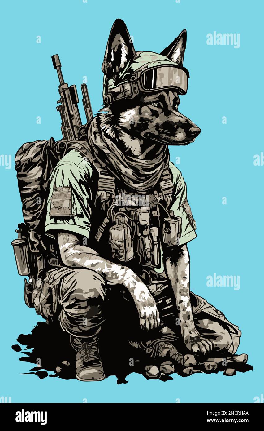 Shepherd dog soldier vector puppy warrior mascot Stock Vector Image ...