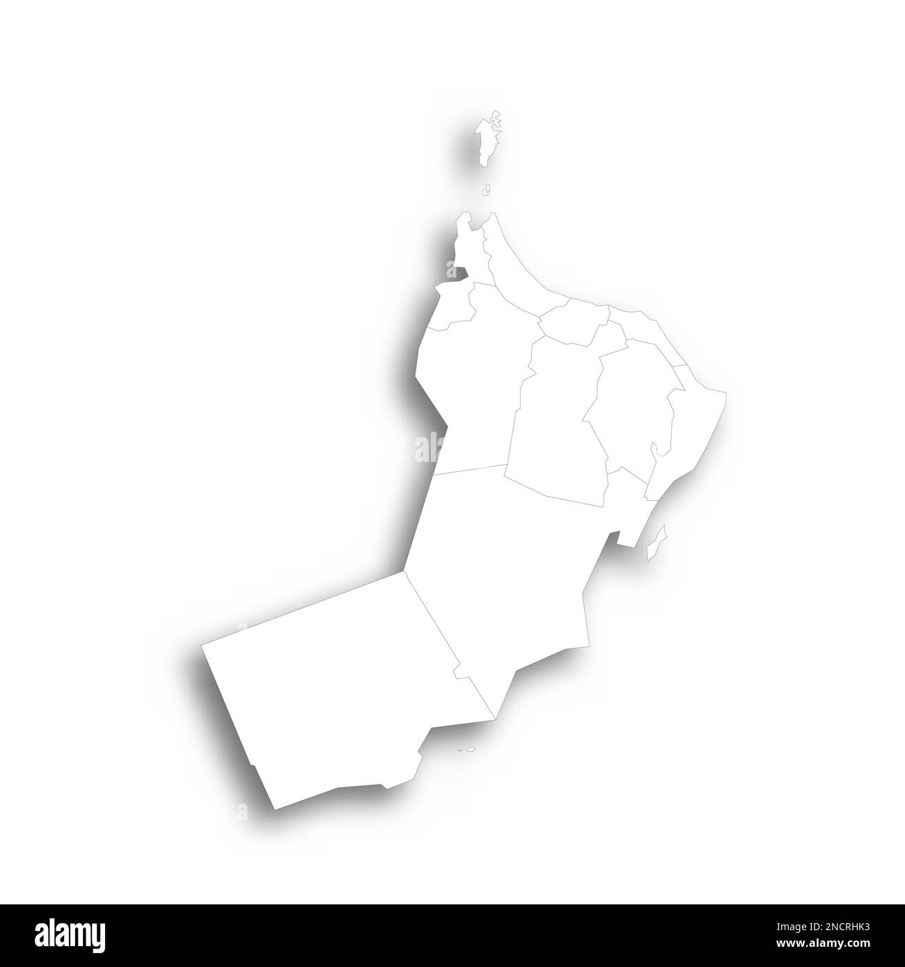 Oman political map of administrative divisions - governorates. Flat ...