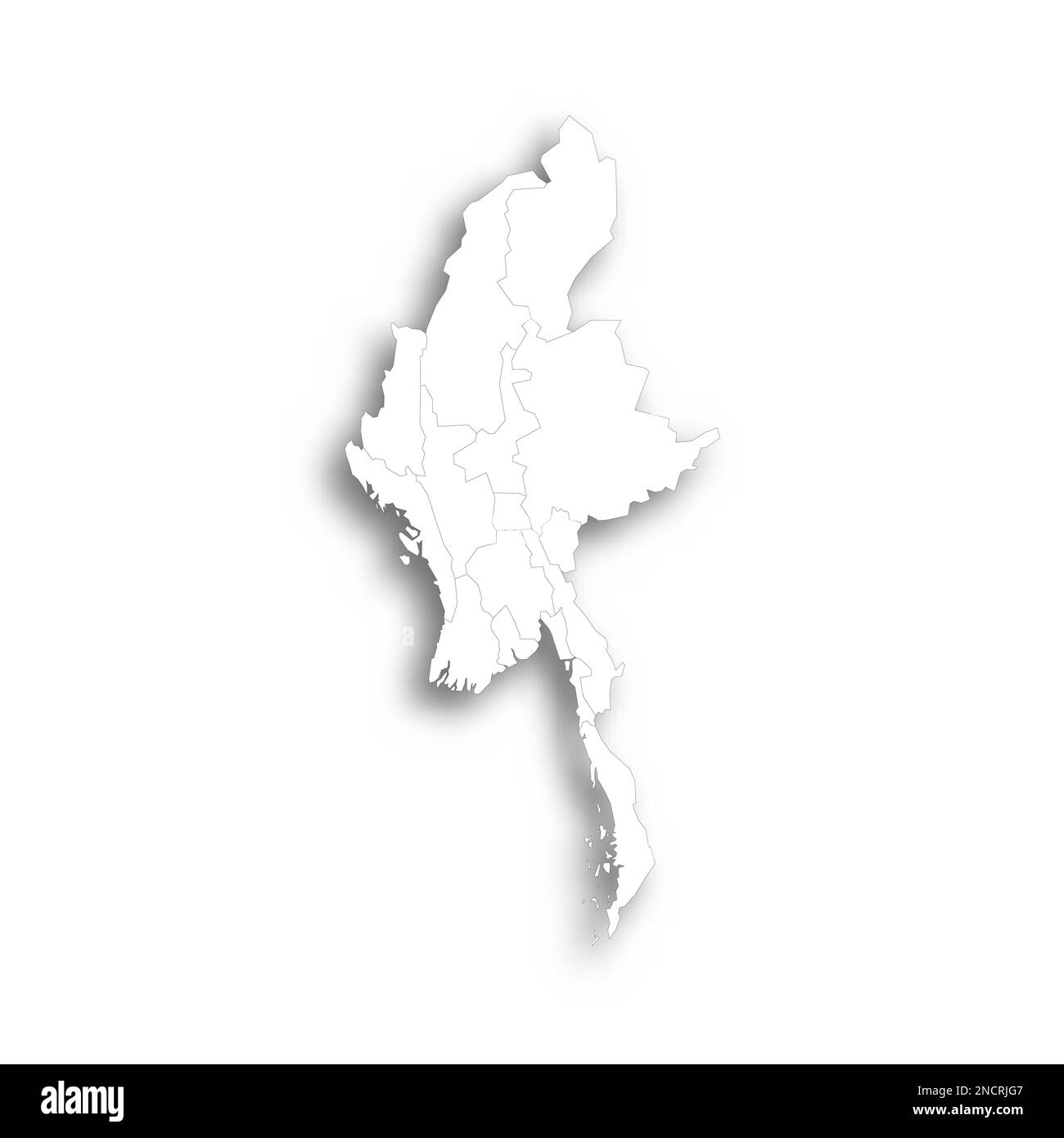 Myanmar political map of administrative divisions - states, regions and ...