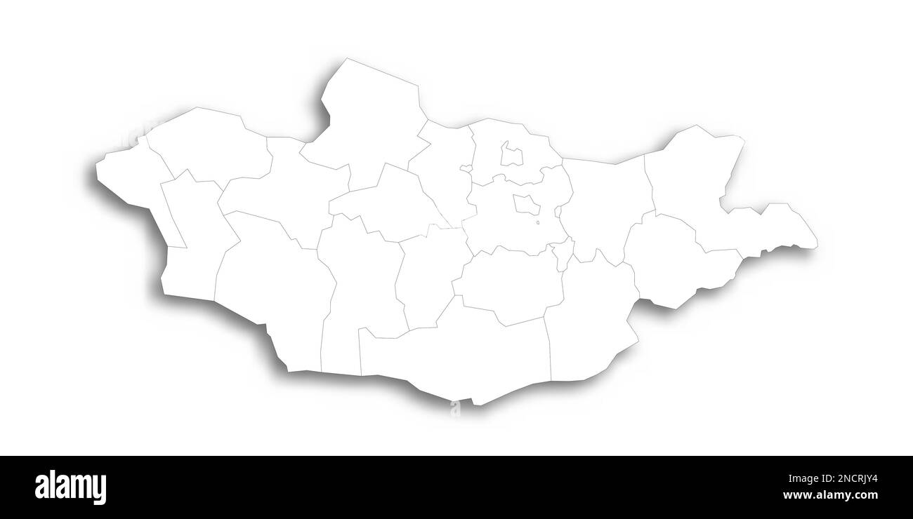 Mongolia political map of administrative divisions - provinces and khot ...