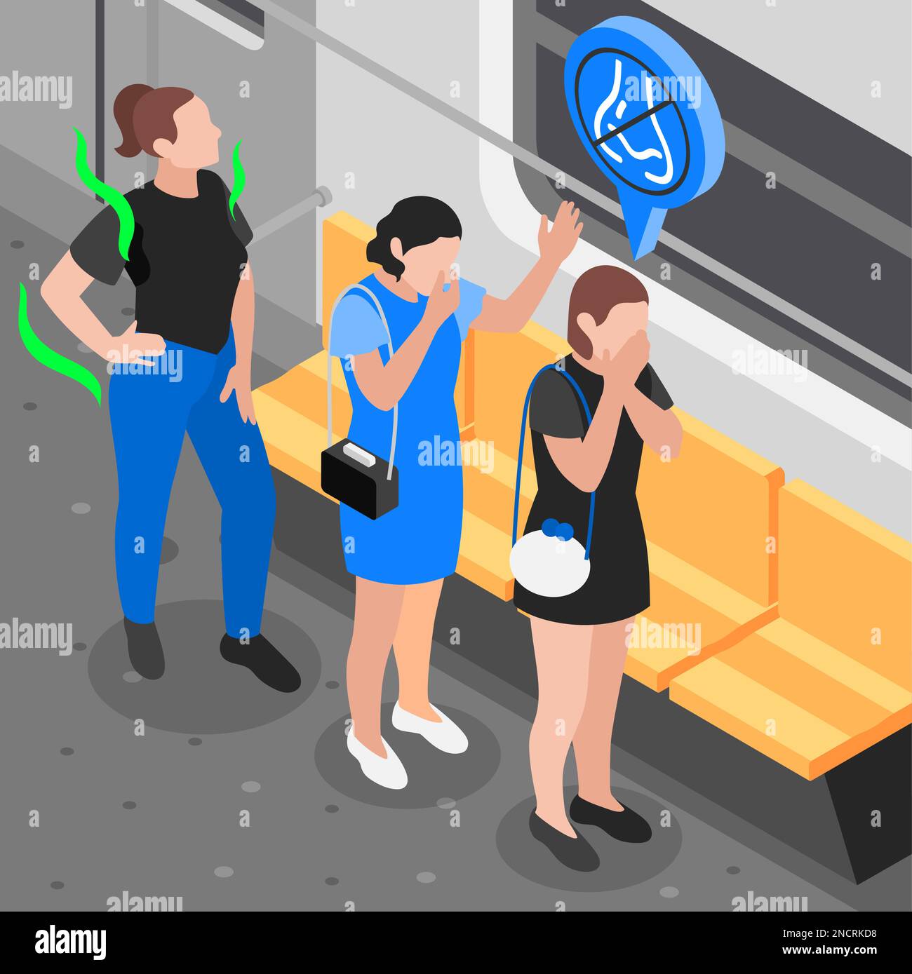 Queue isometric and colored composition bad smelling person disturbs ... Queue isometric and colored composition bad smelling person disturbs ...