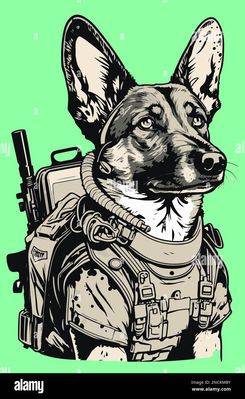 Shepherd dog military character vector army animal Stock Vector Image ...