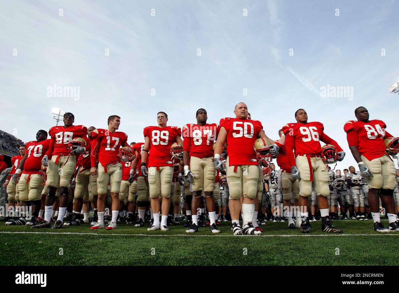 Virginia Military Institute players line up to sing their alma mater ...