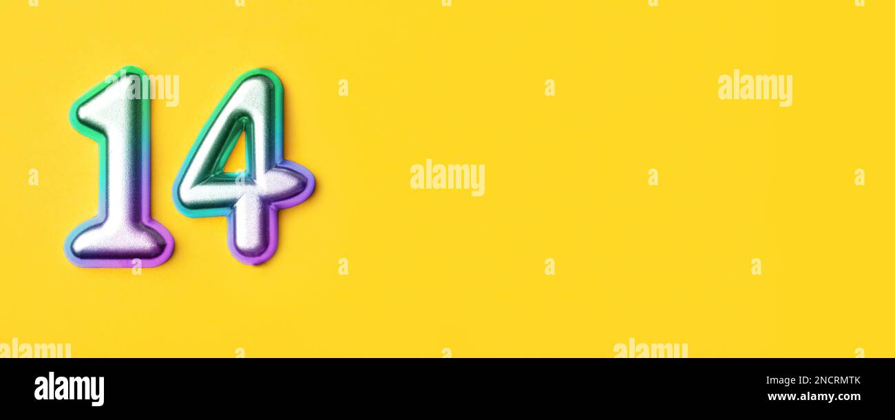 14 years celebration. Greeting banner Stock Photo - Alamy