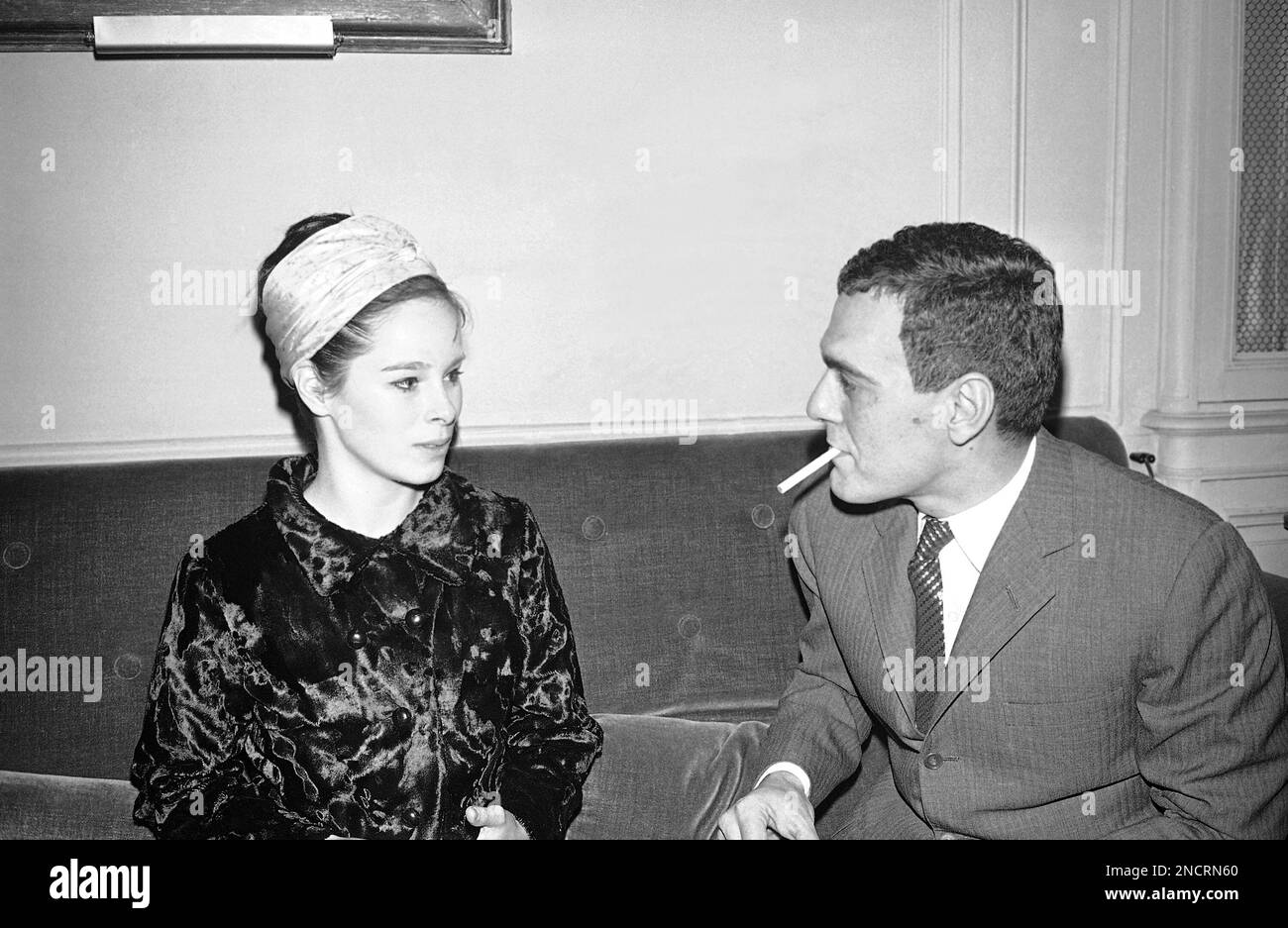 Actress Geraldine Chaplin talks to Egyptian actor Omar Shariff in the ...