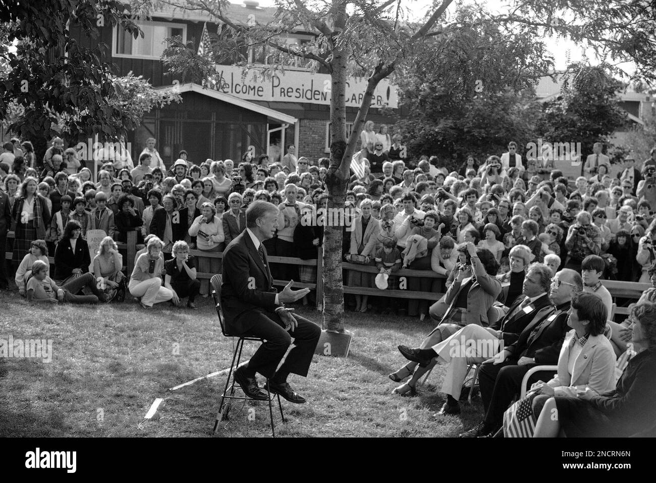 U.S. President Jimmy Carter answers questions during a neighborhood ...