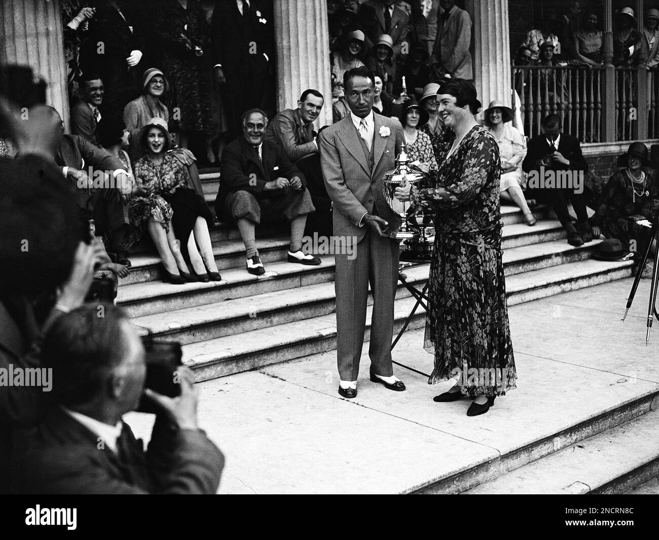 Winifred Brown being presented with the King’s Cup by Sir Philip ...