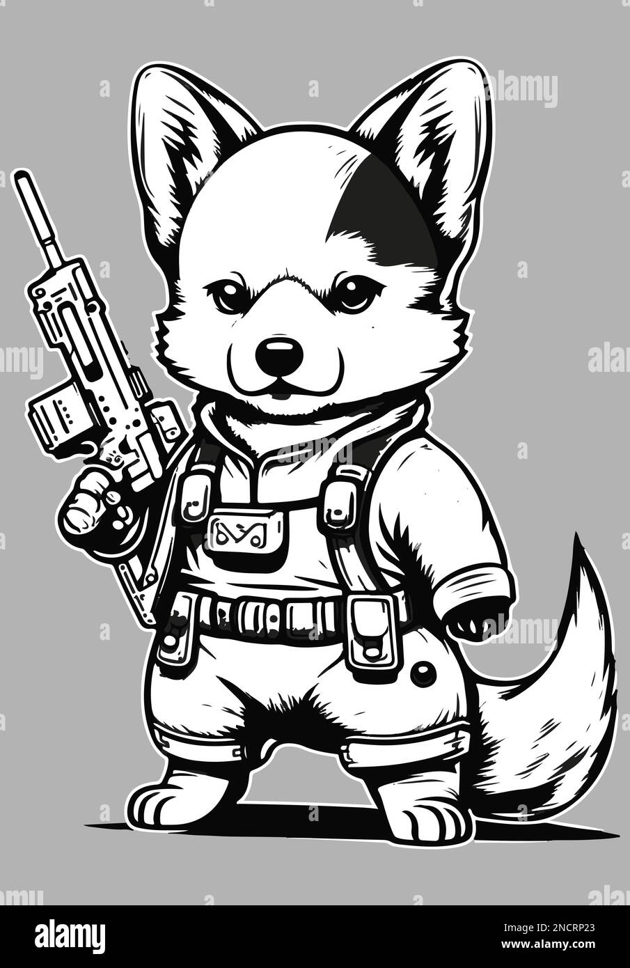 Dog wearing army uniform holding air rifle vector Stock Vector Image ...