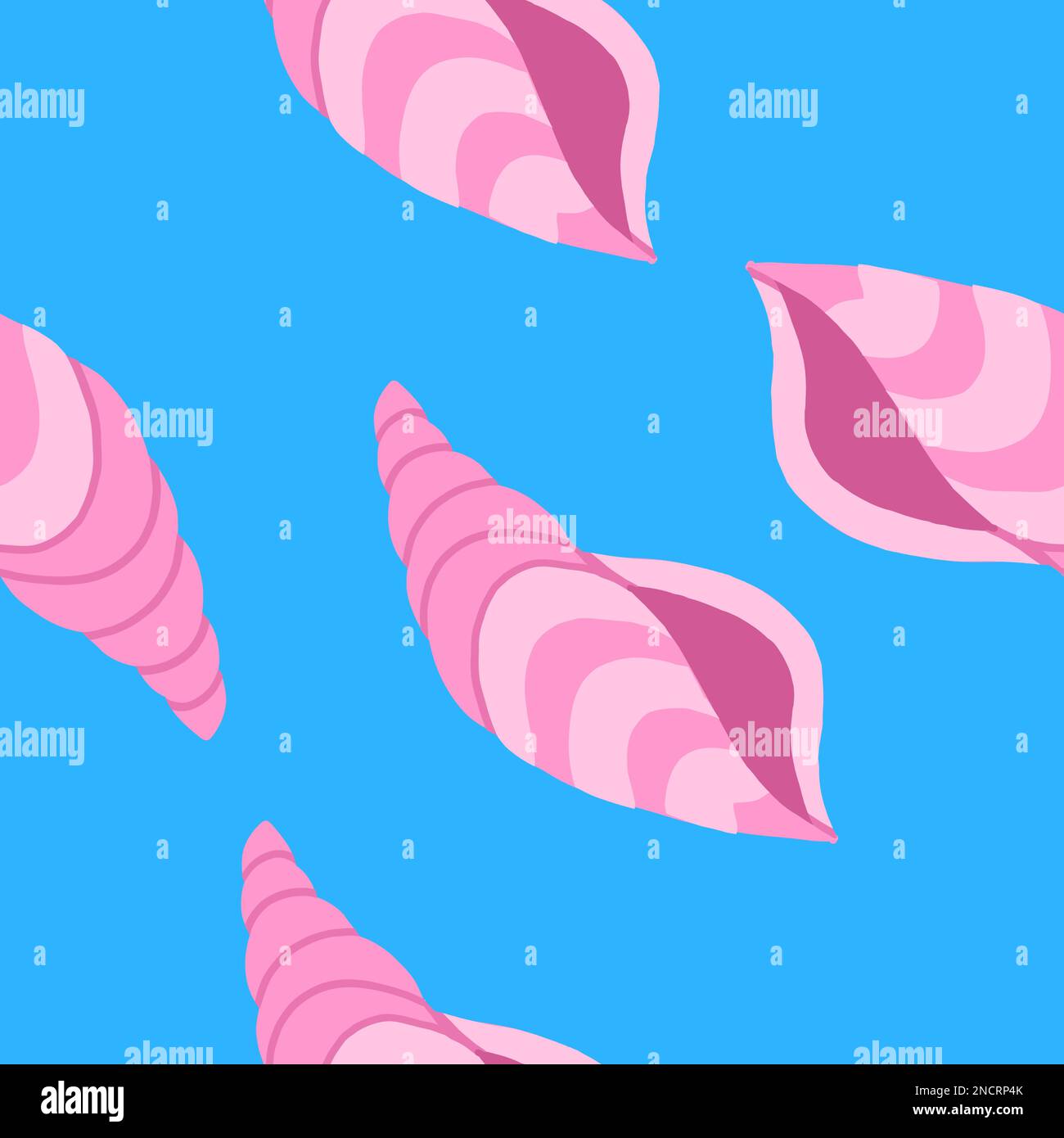Pink ocean sea shell. Seamless pattern. Vector illustration in cartoon ...
