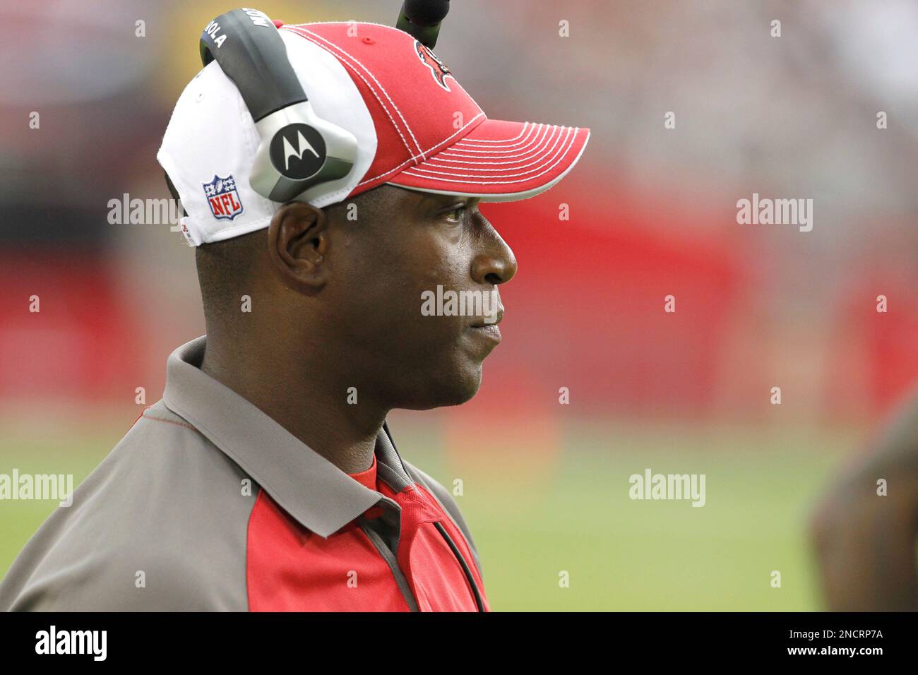 Tampa Bay Buccaneers head coach Raheem Morris watches his team play ...