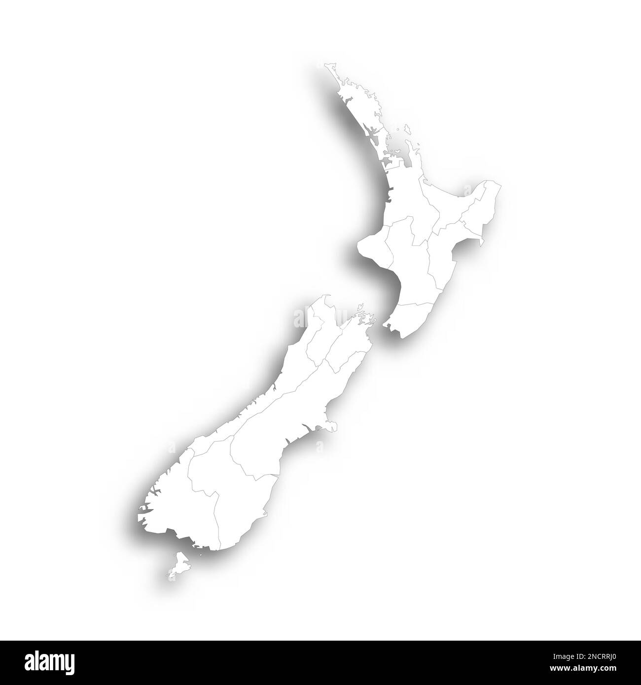 New Zealand political map of administrative divisions - regions. Flat ...