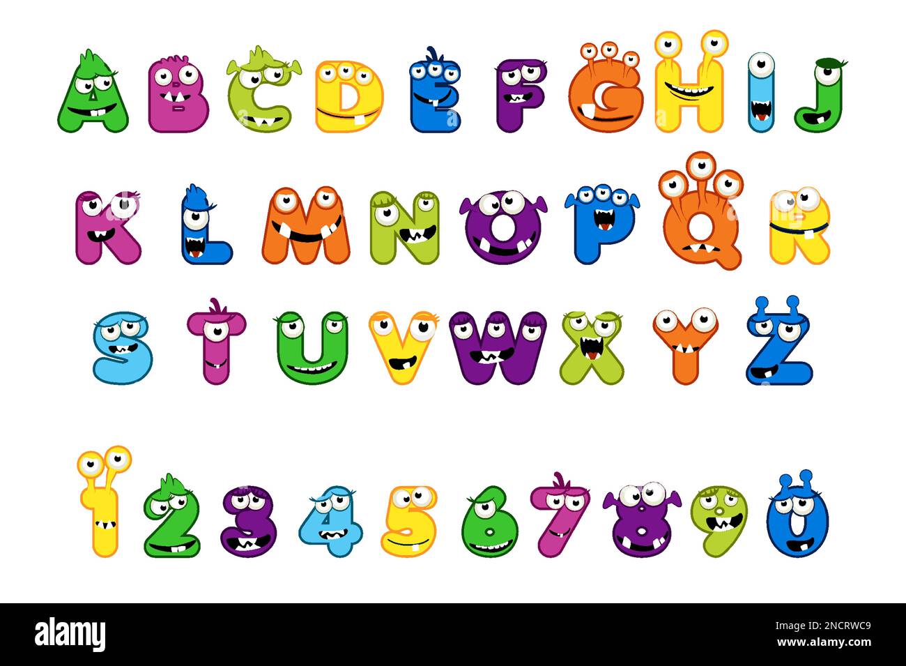Cute Monster Alphabet and monster numbers Stock Vector Image & Art - Alamy