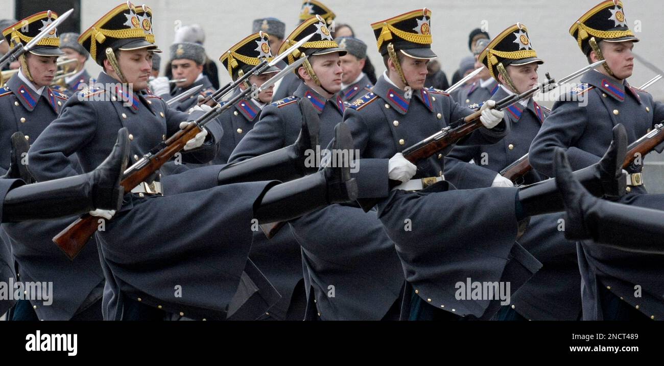 Kremlin guards parade in Cathedral Square during a ceremony of the ...