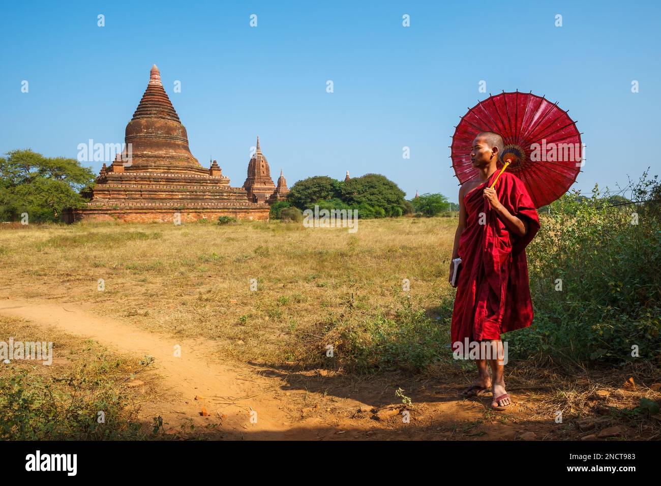 A buddhist Monk in a pagoda in Bagan Myanmar Stock Photo - Alamy