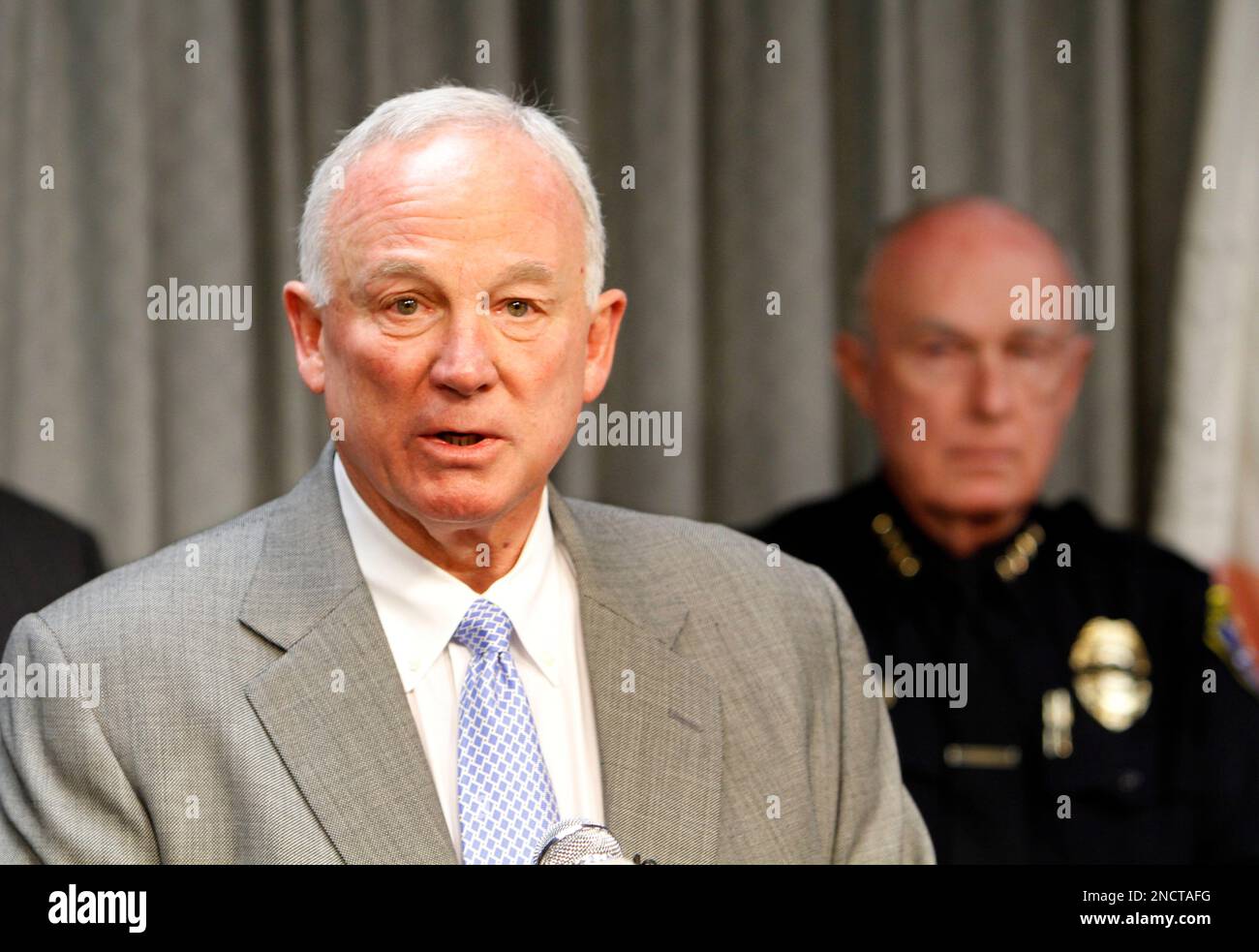 San Diego Mayer Jerry Sanders speaks at a news conference following the ...