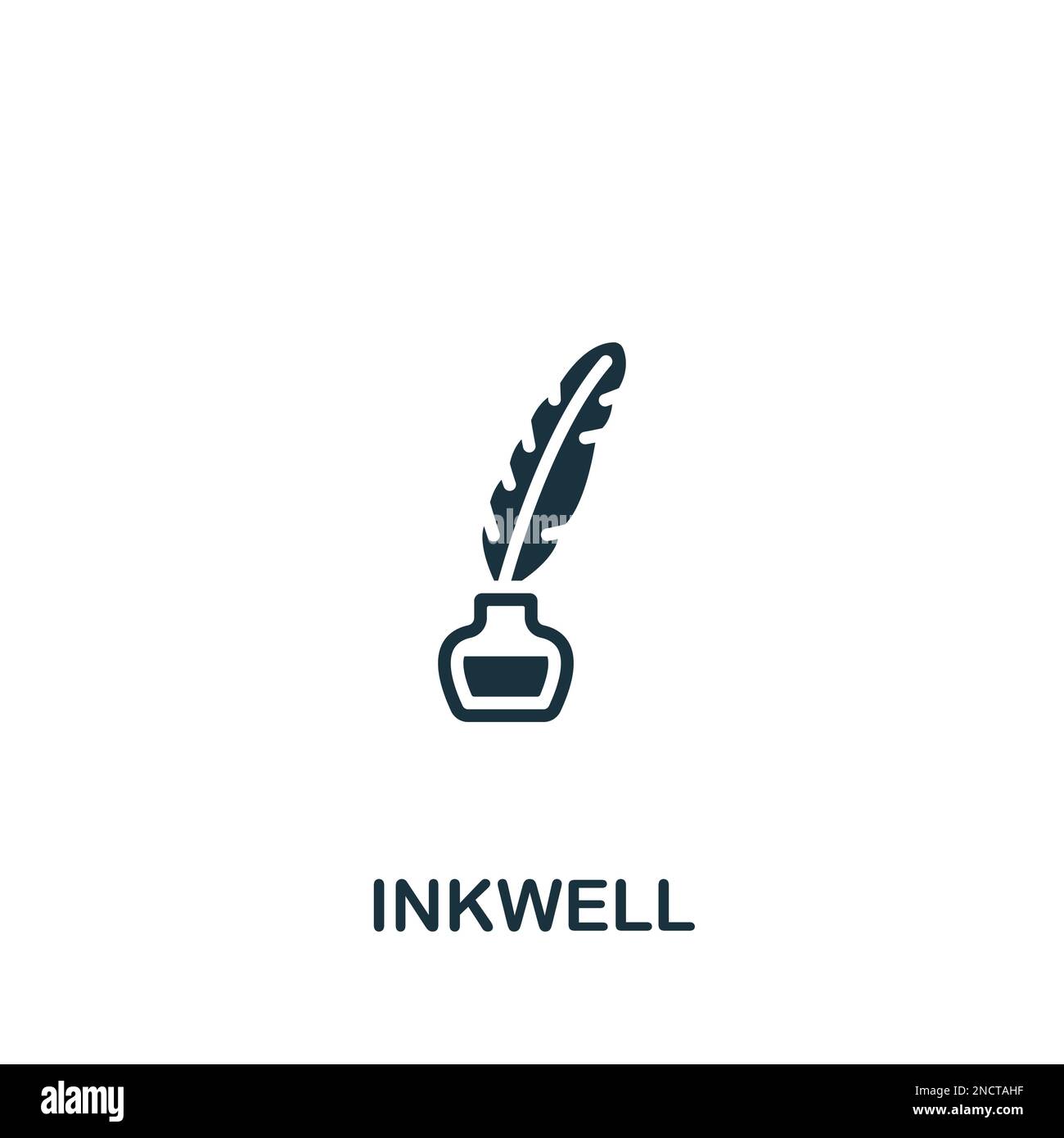 Inkwell icon. Monochrome simple sign from entertainment collection. Inkwell icon for logo ...
