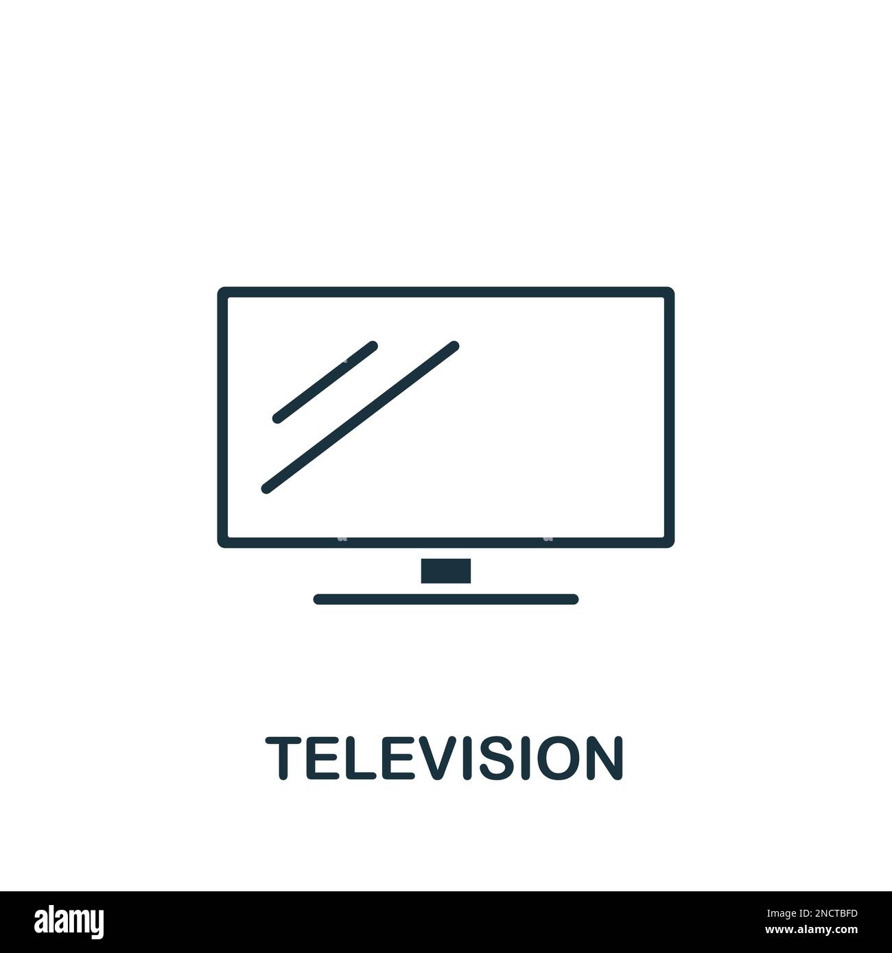 Television icon. Monochrome simple sign from entertainment collection ...