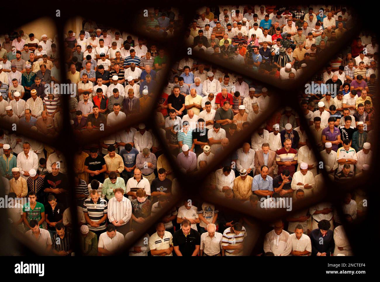 Lebanese Muslim prayers pray during of Eid al-Fitr morning prayer at ...
