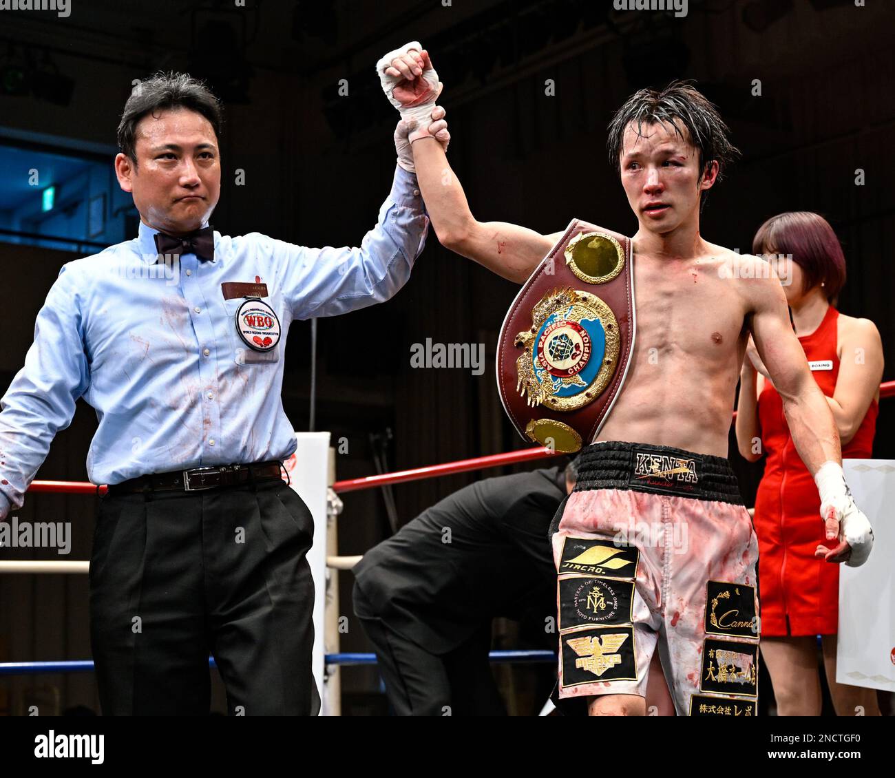 Tokyo, Japan. 14th Feb, 2023. Kenta Nakagawa won the vacant WBO Asia Pacific Super Flyweight ...