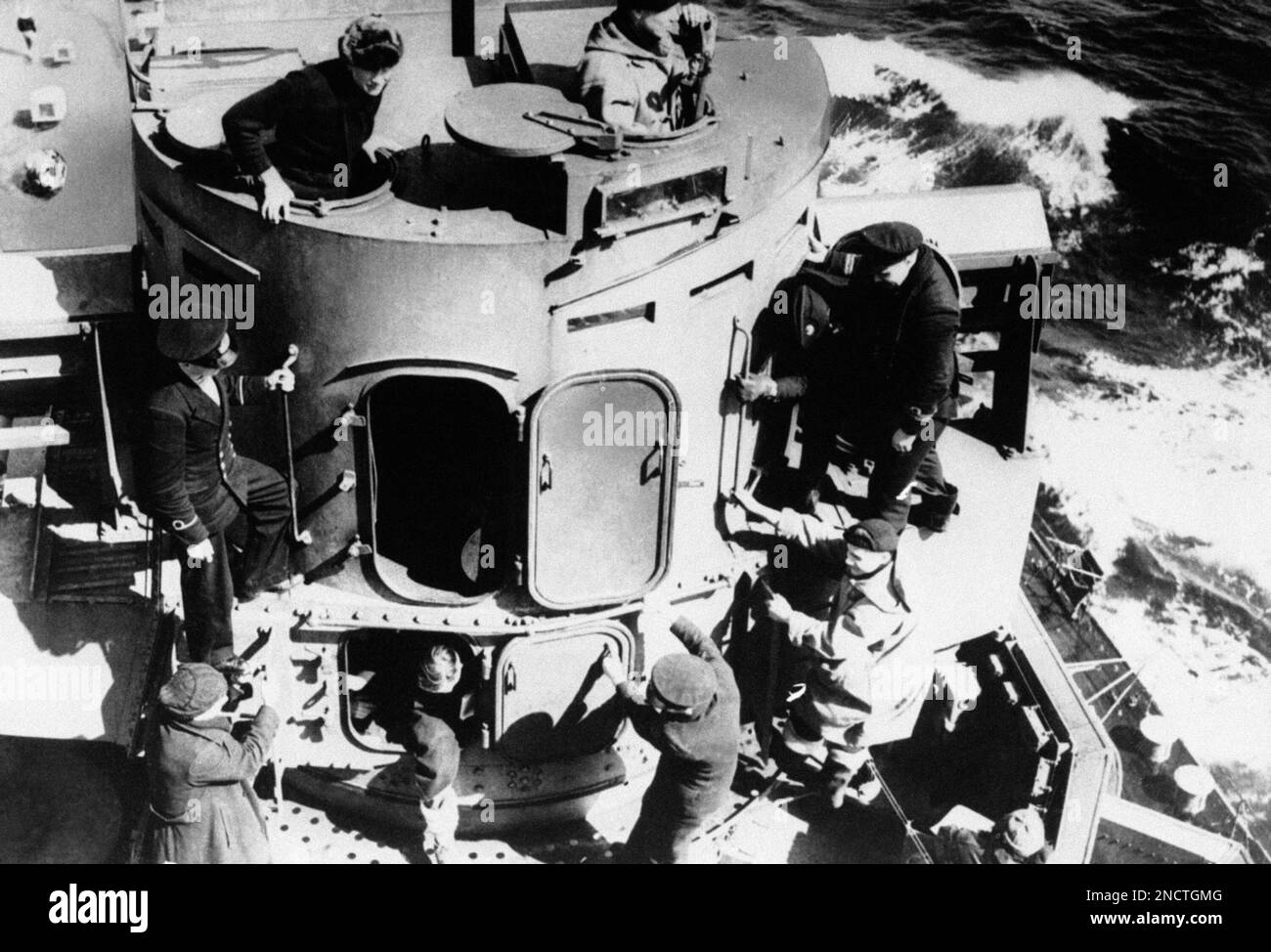 Control tower on a battleship peeping behind the scenes on a British ...