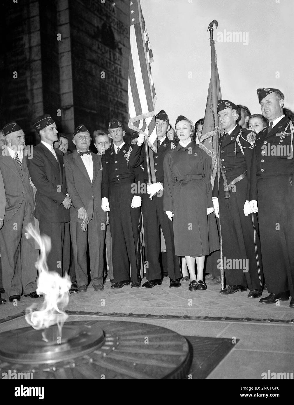 Film star Marlene Dietrich joined the American Legionnaires in their ...