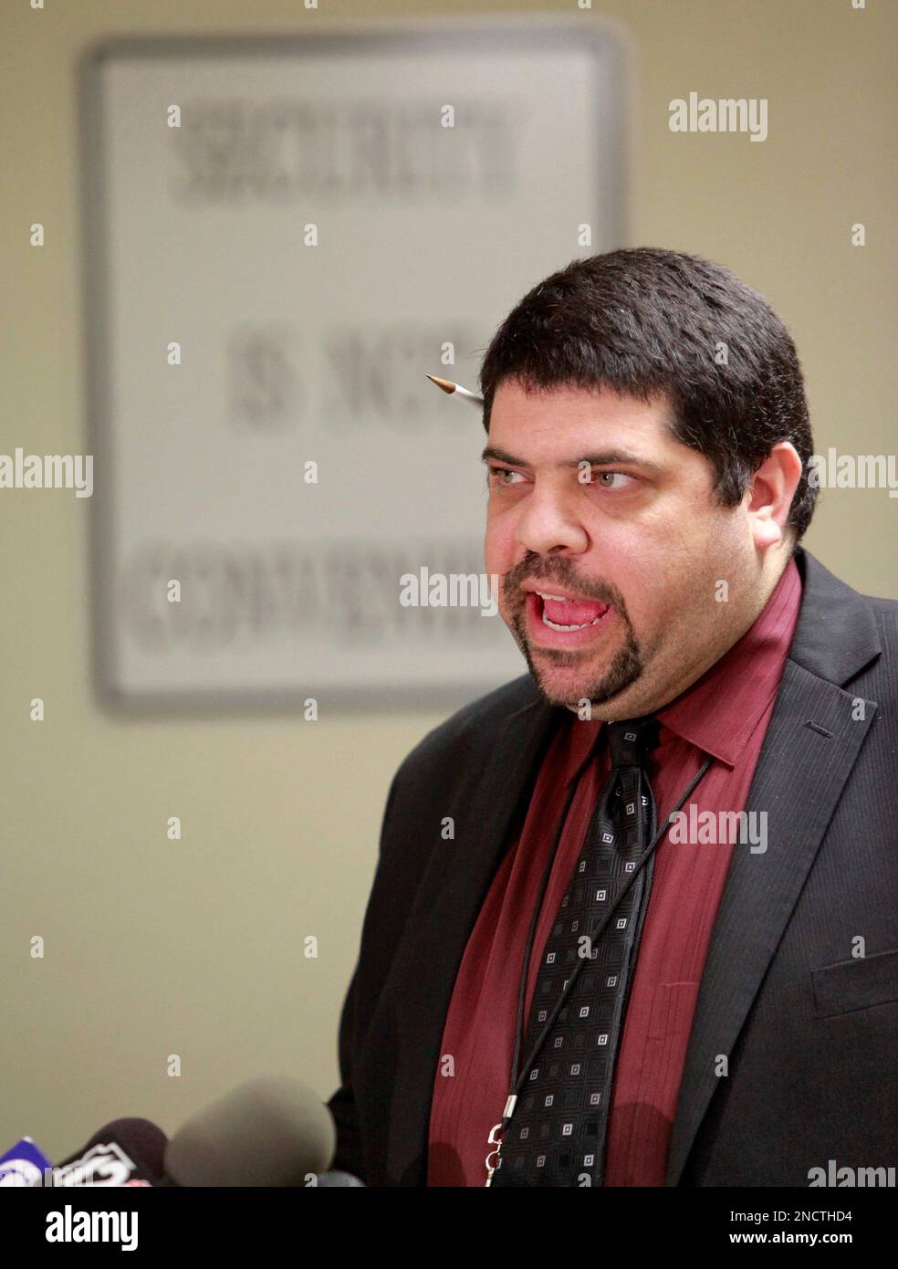 Arizona Dept. of Corrections spokesman Barrett Marson announces that ...