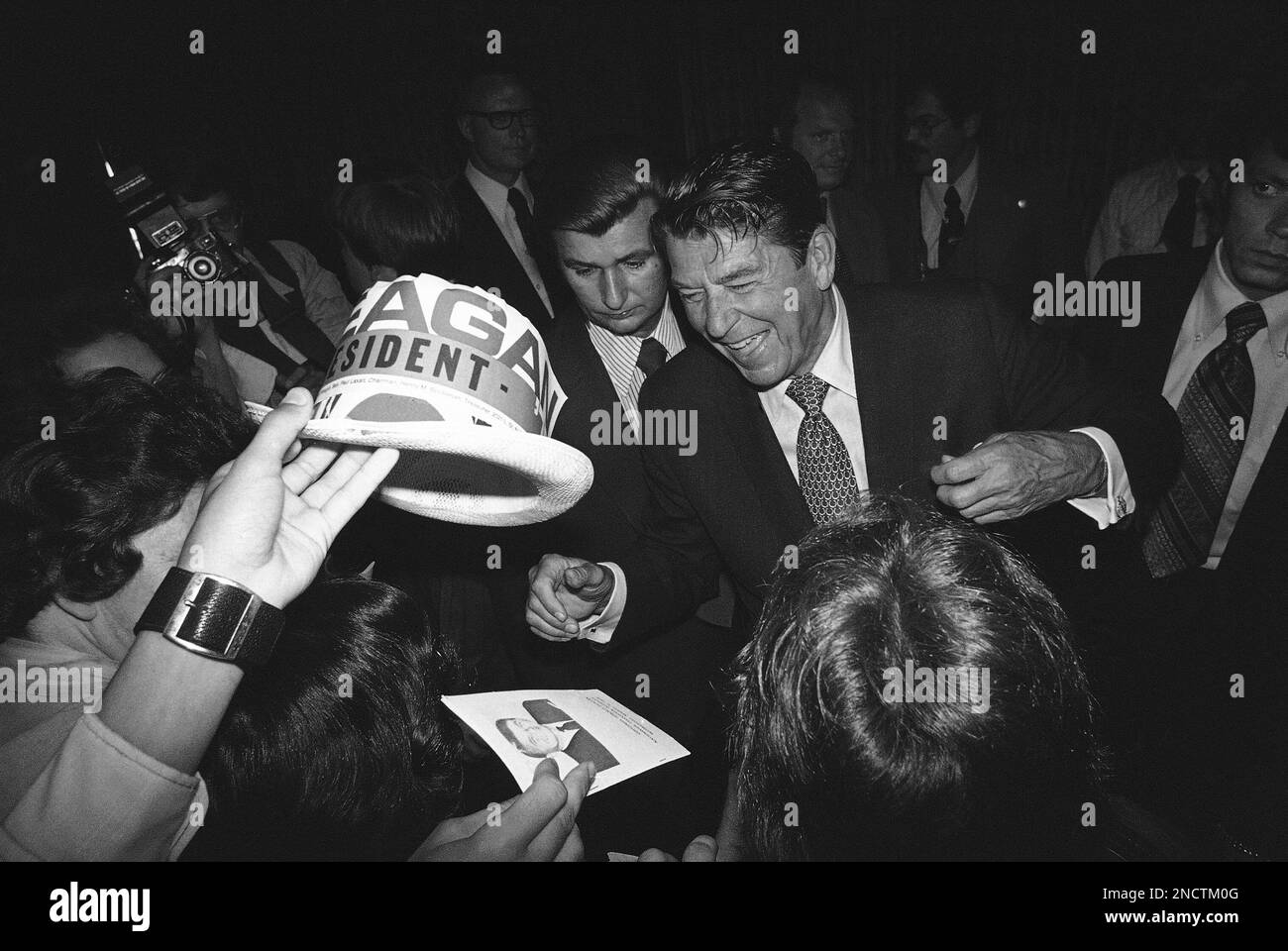 Former California Governor, Ronald Reagan mingled with well wishers at ...