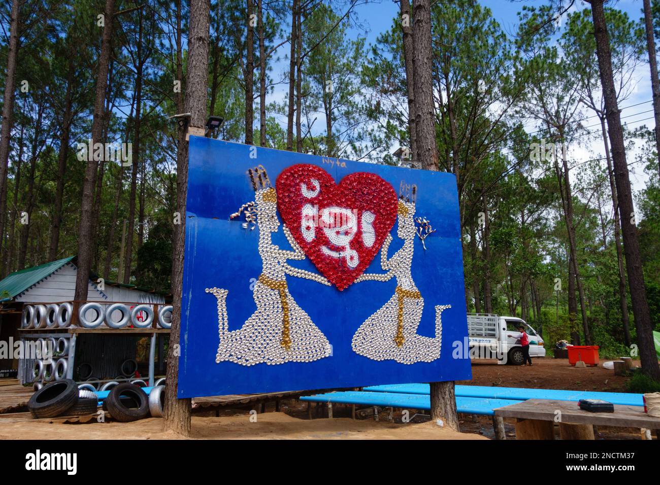 Mural made from waste plastic at Coconut School built from recycled ...