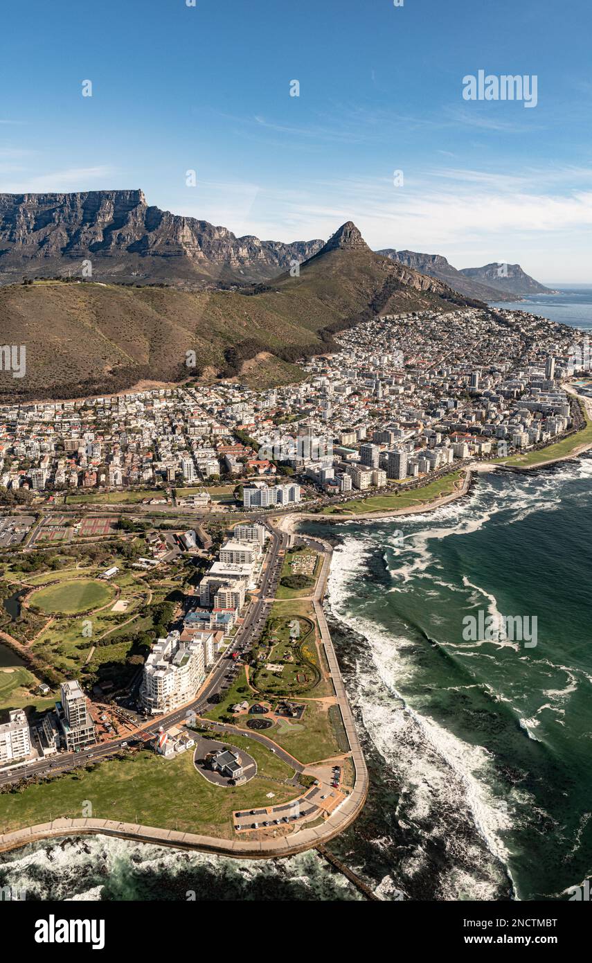 Green Point and Sea Point (Cape Town, South Africa), aerial view, shot ...