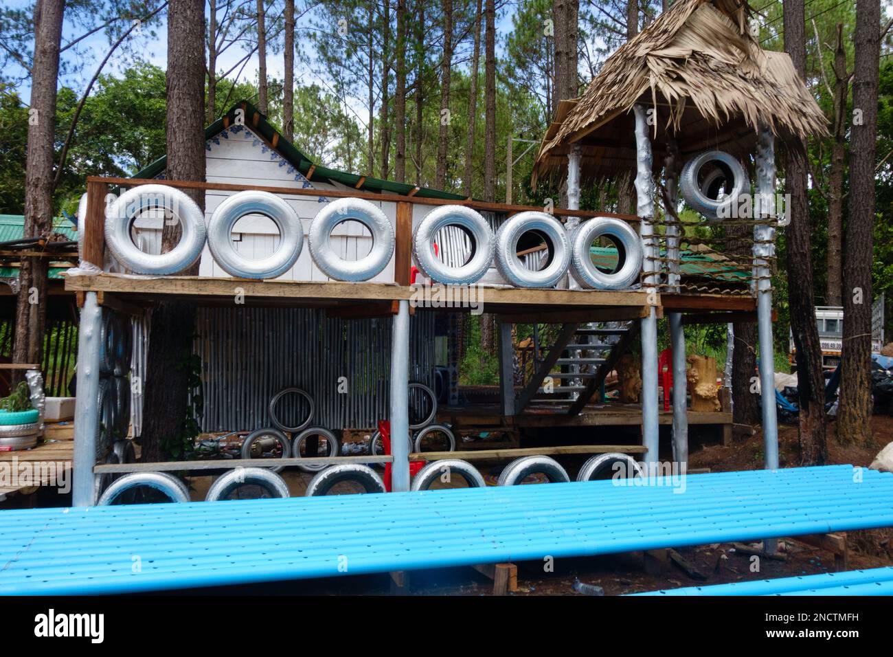 Coconut School built from recycled plastic, bottles and rubber tires in ...