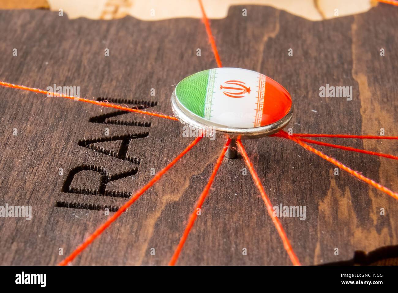 Iran flag pins and red thread for traveling and planning trips ...