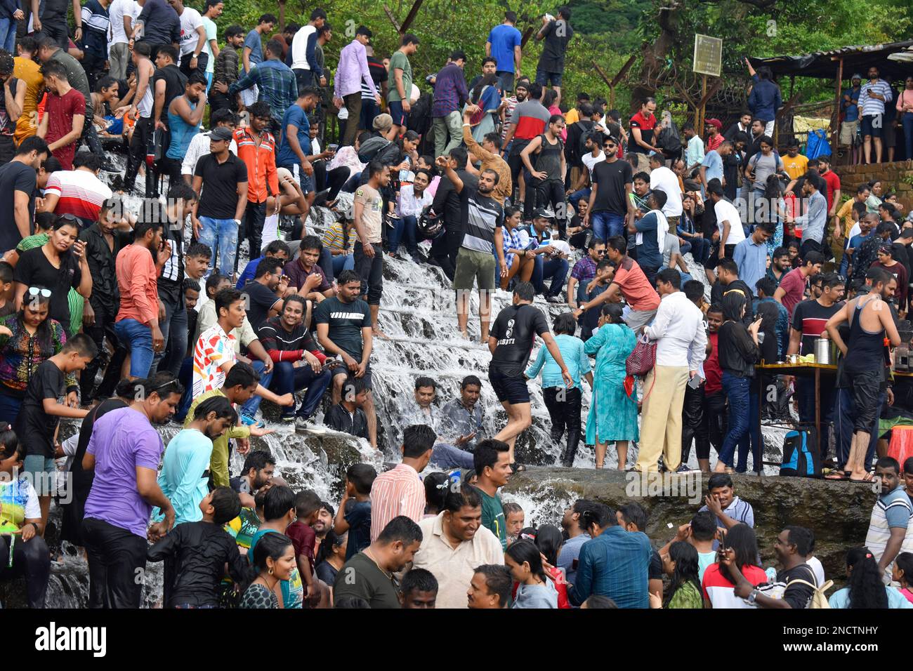 MAHARARSHTRA, PUNE, LONAVALA, August 2022, Tourist crowd enjoying the ...