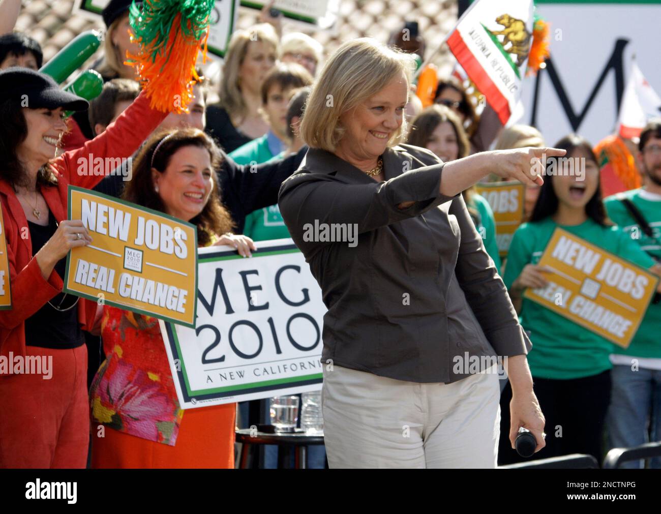California Republican gubernatorial candidate Meg Whitman waves as she ...