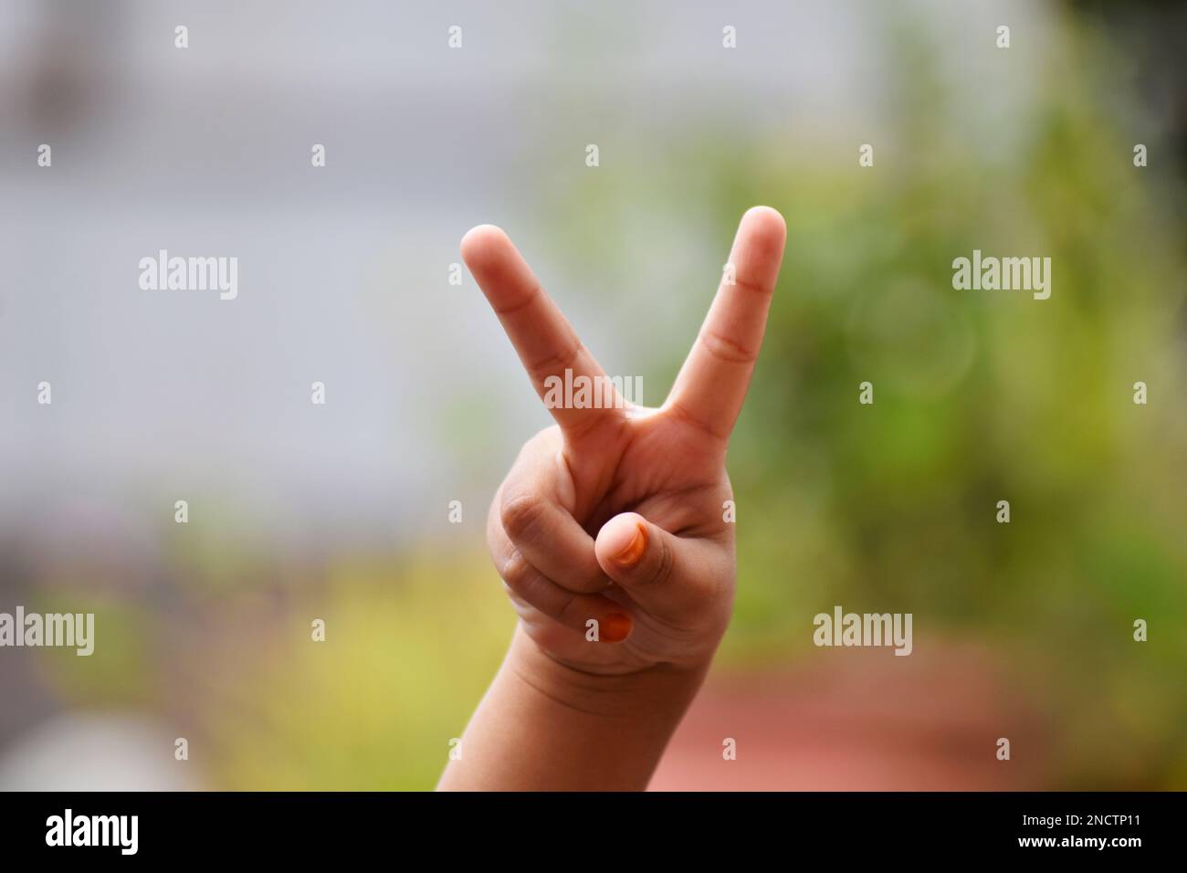 Child Hand Making Victory Sign Victory Concept, gesture Outdoor, Pune ...