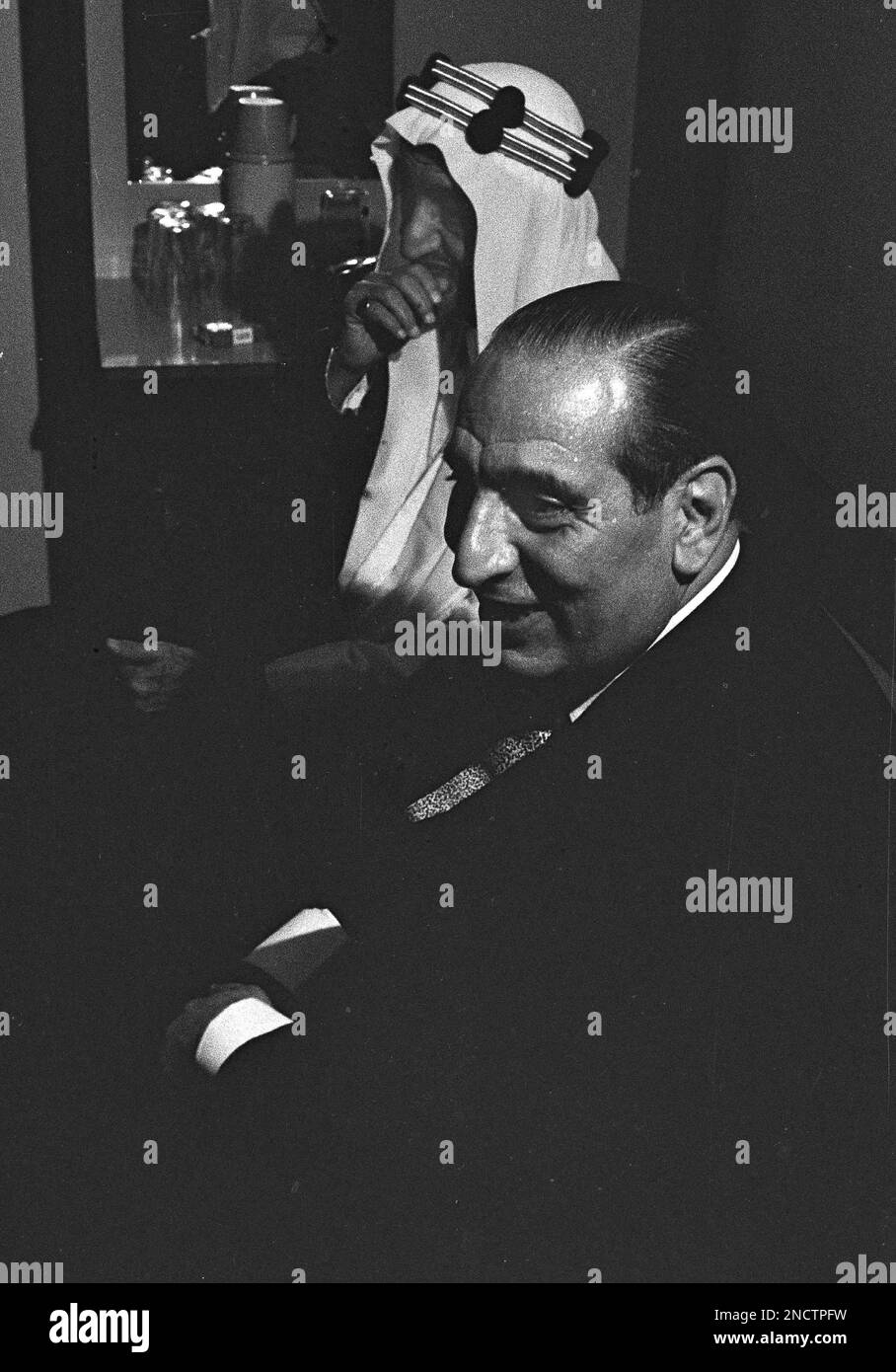 Charles Helou, President of Lebanon sits beside King Faisal of Saudi ...