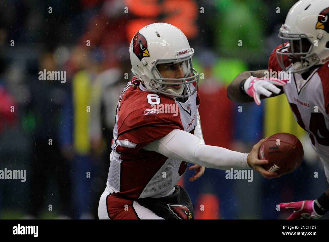 Arizona Cardinals quarterback Max Hall (6) hands off to Tim Hightower ...