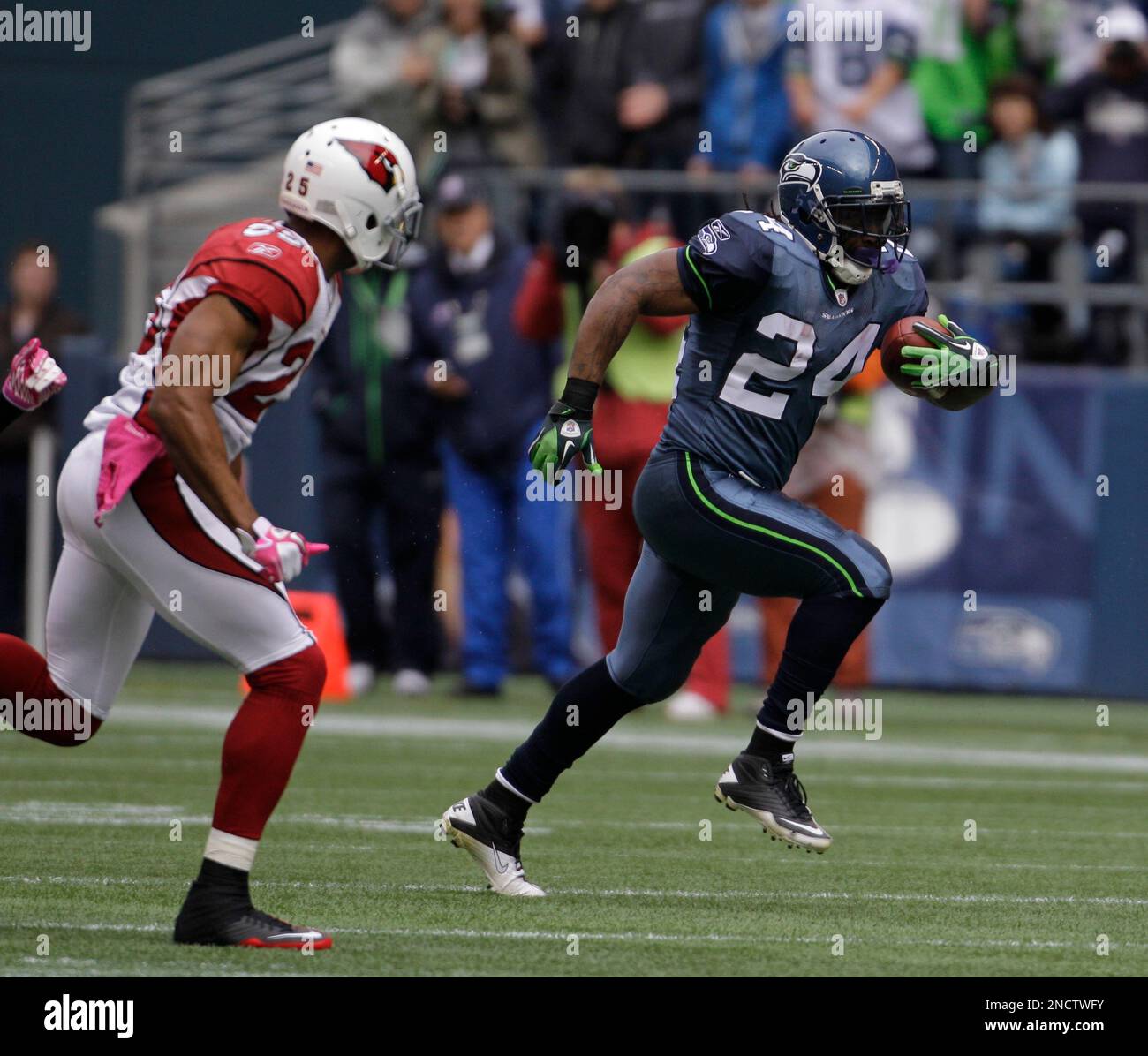 Seattle Seahawks Marshawn Lynch (24) in action against the Arizona ...
