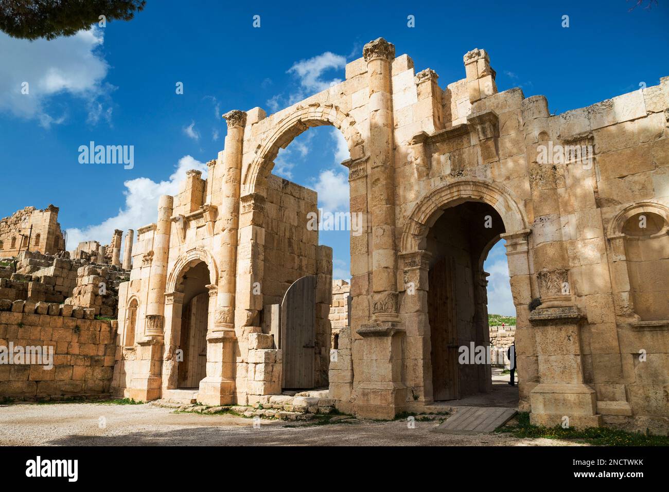 The south gate in the ancient greco-roman city of Jerash, Gerasa ...
