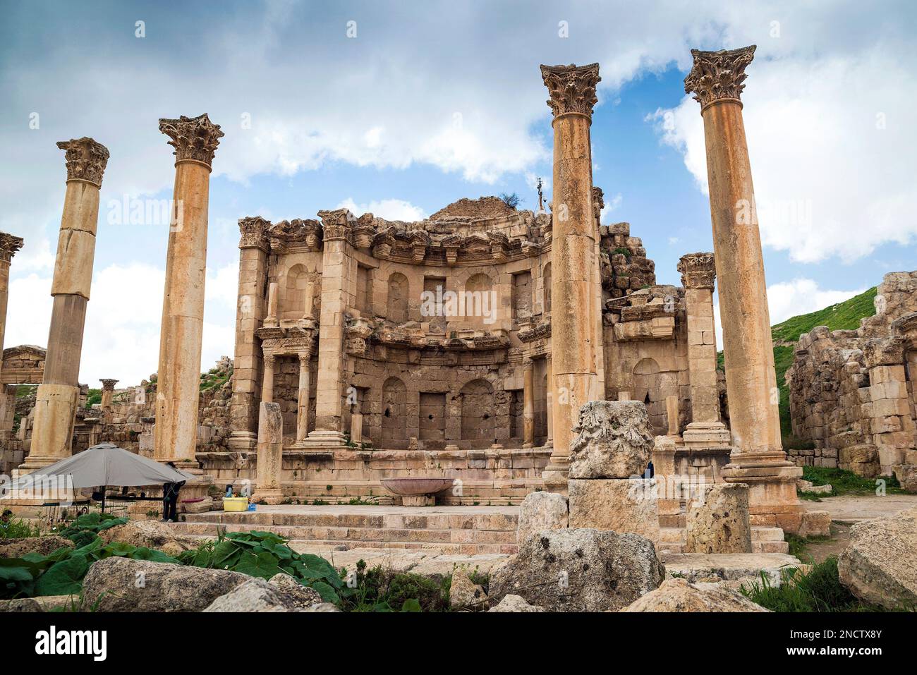 The Nymphaeum monument is part of the ancient greco-roman city ruins of ...