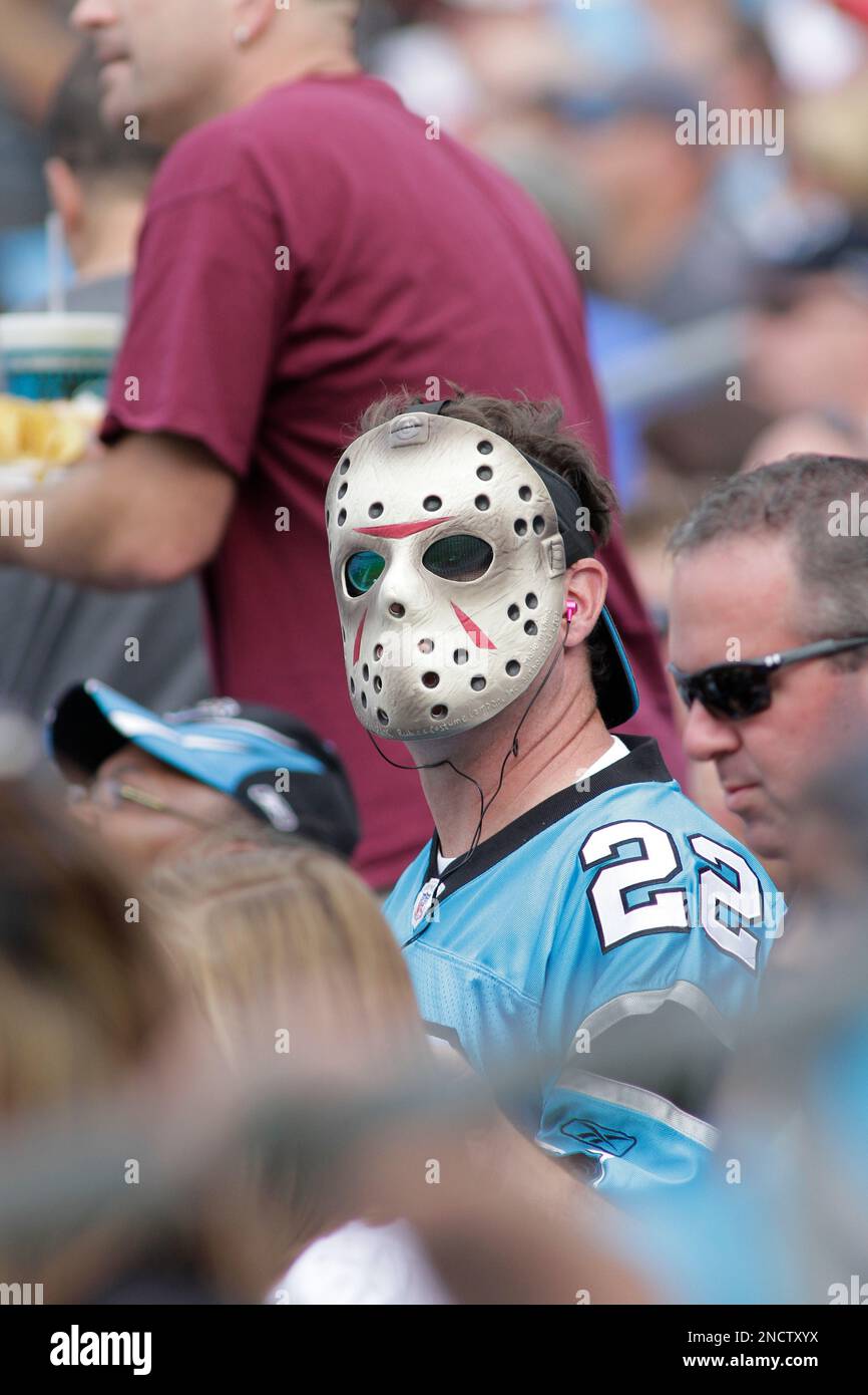 A Carolina Panthers' fan in the second half of an NFL football game ...
