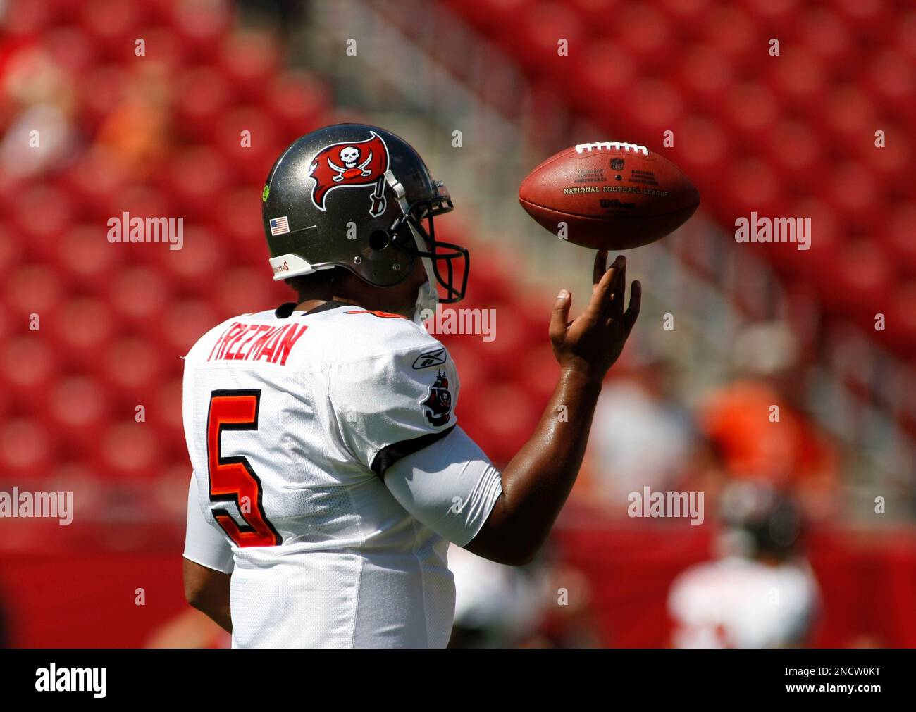 Tampa Bay Buccaneers quarterback Josh Freeman (5) works out before the ...