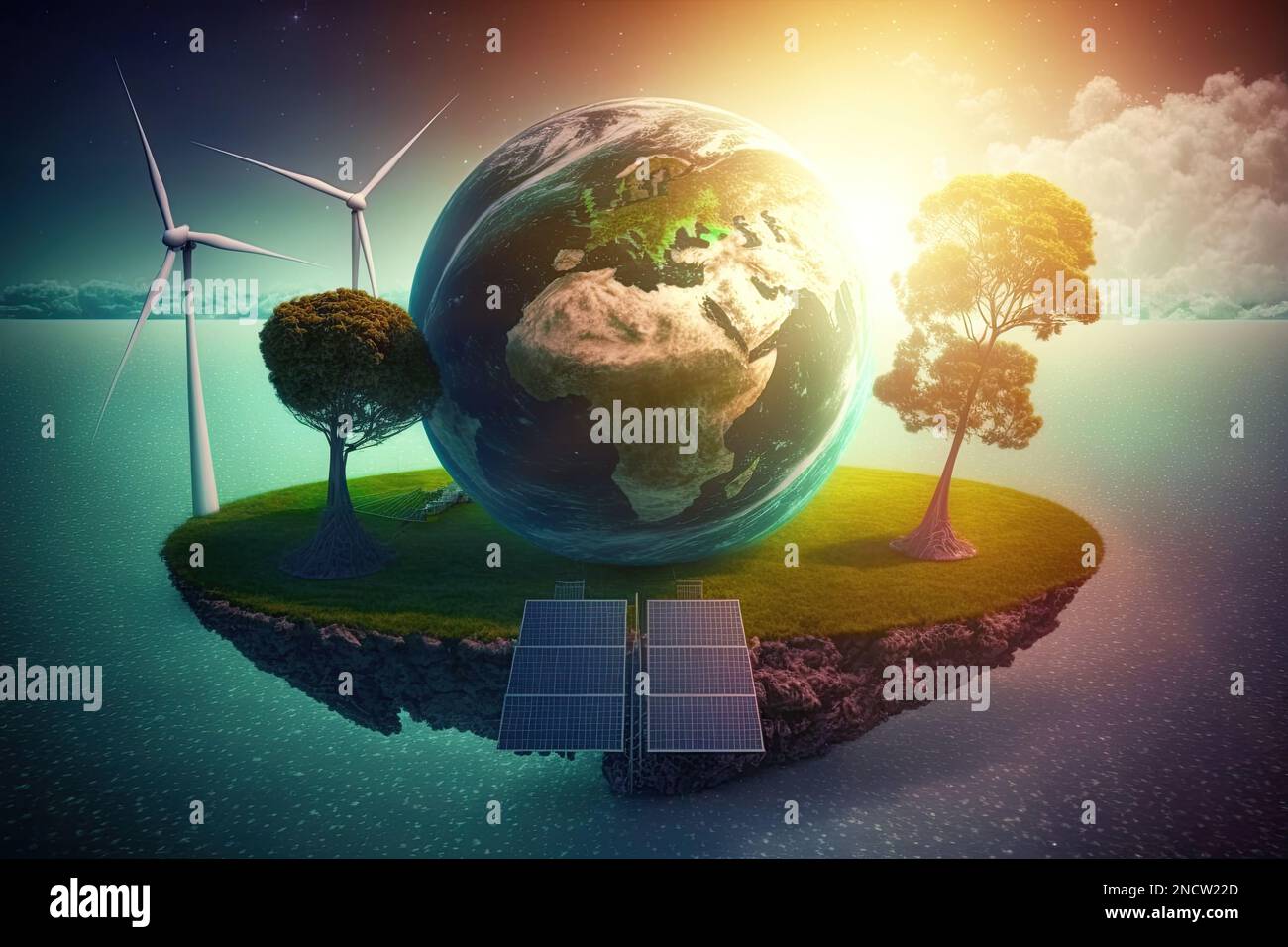 Clean power, renewable green energy technology like wind turbines ...