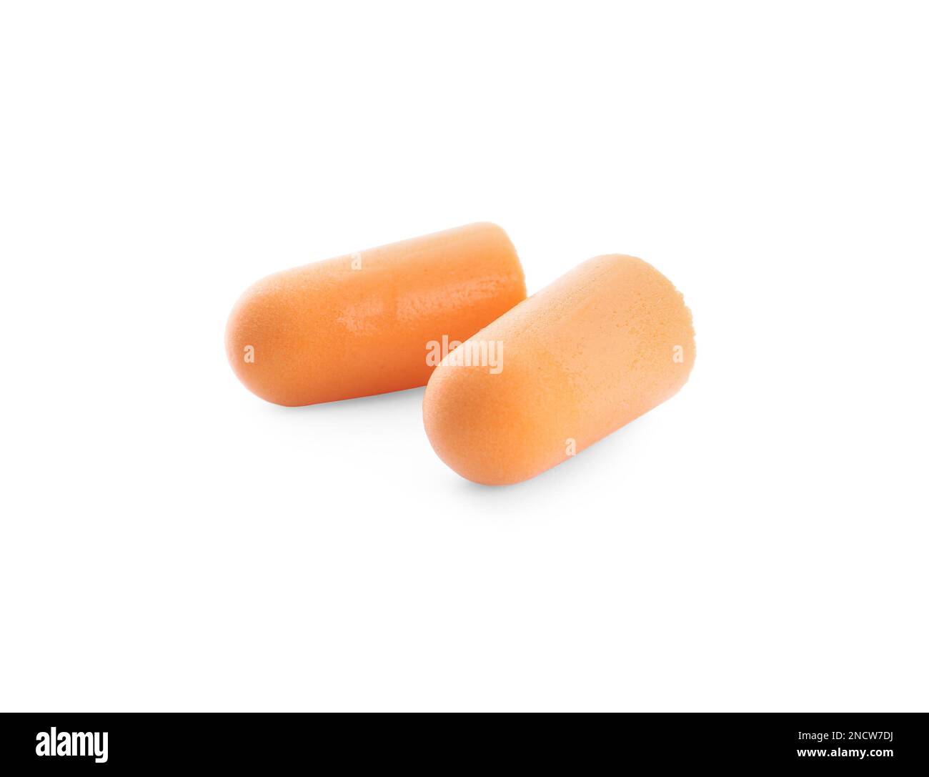Pair of orange ear plugs isolated on white Stock Photo - Alamy