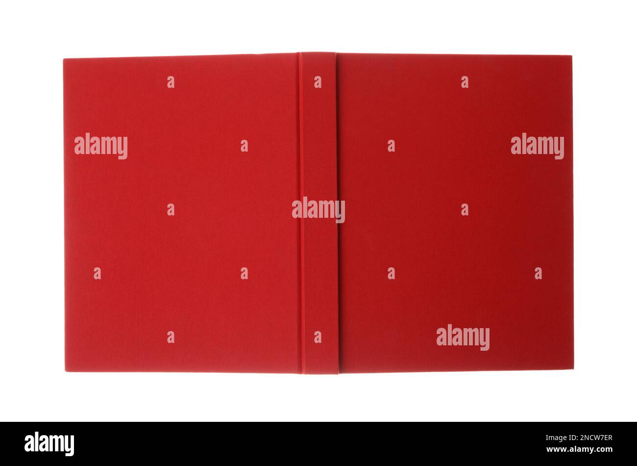 Open book with red cover on white background, top view Stock Photo - Alamy