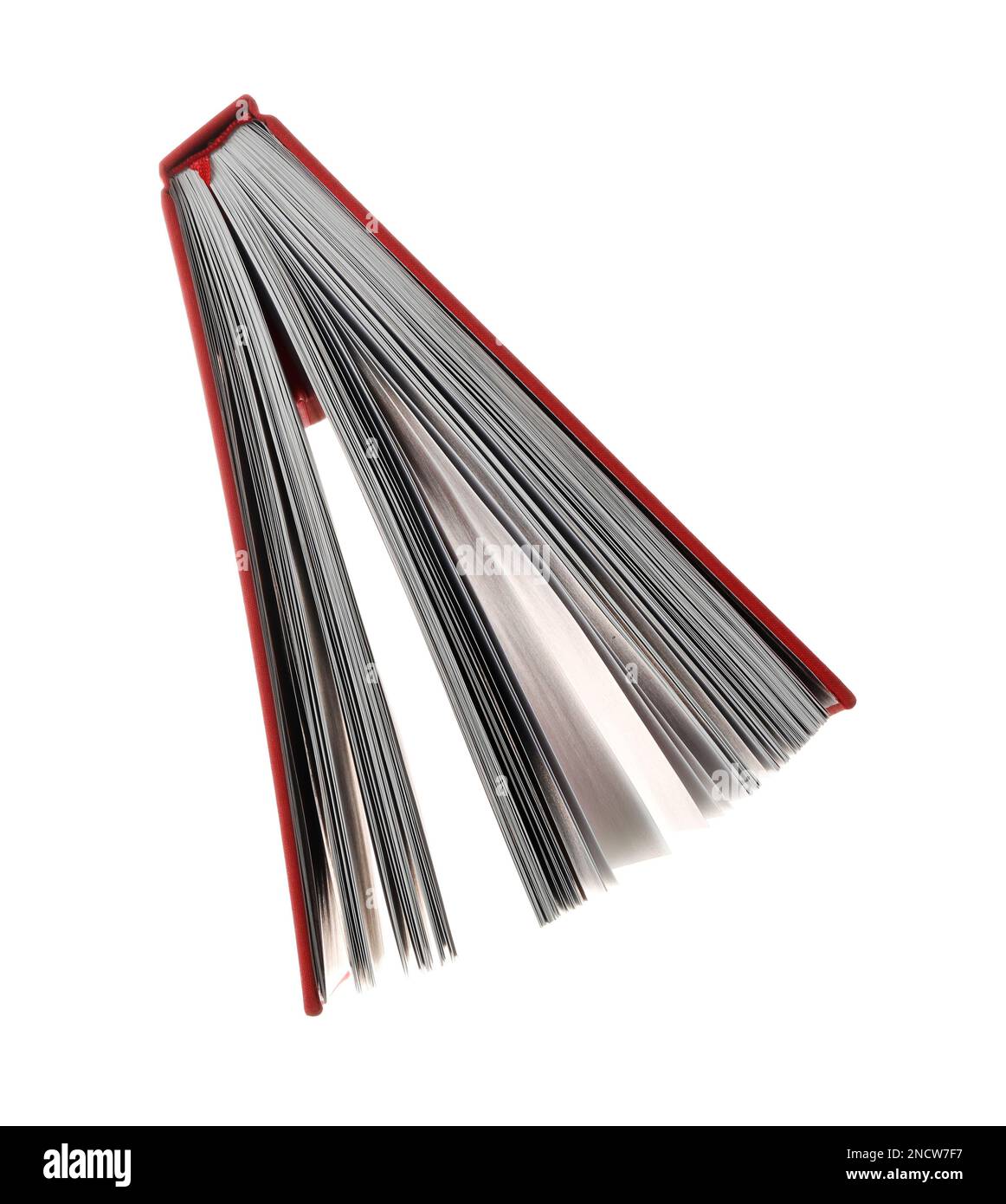 Book with red cover on white background Stock Photo - Alamy
