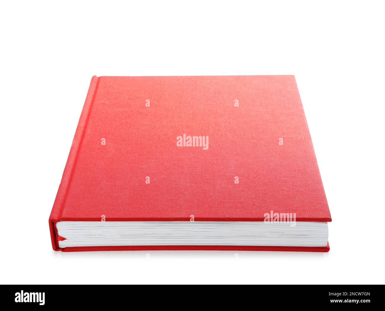 Book with red cover on white background Stock Photo - Alamy