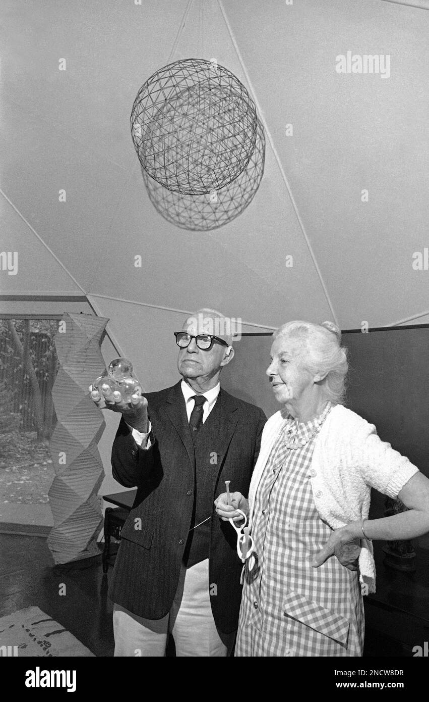 R. Buckminster Fuller stands inside his own Geodesic dome home in ...