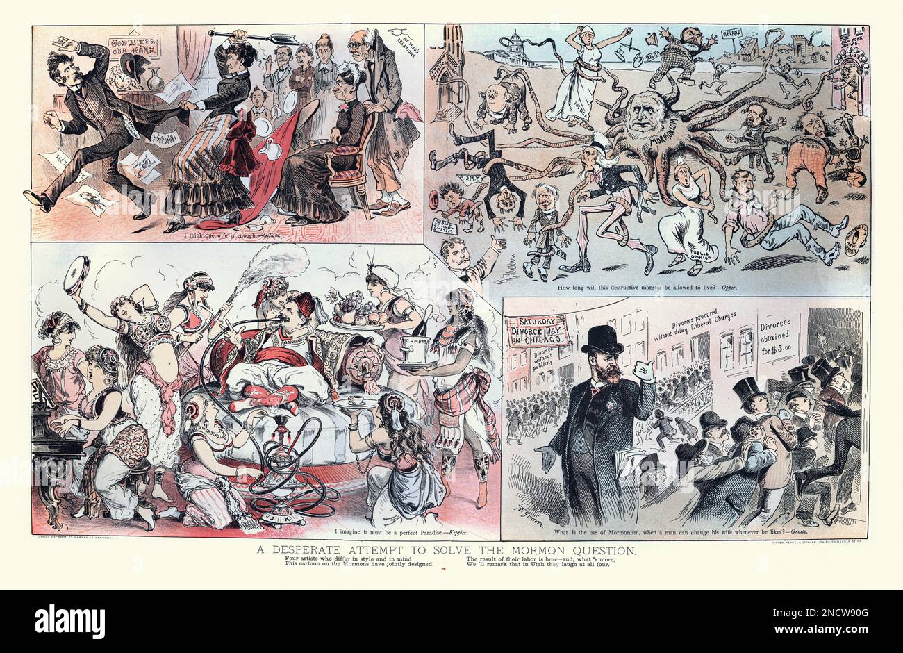 Mormon polygamy cartoon hi-res stock photography and images - Alamy