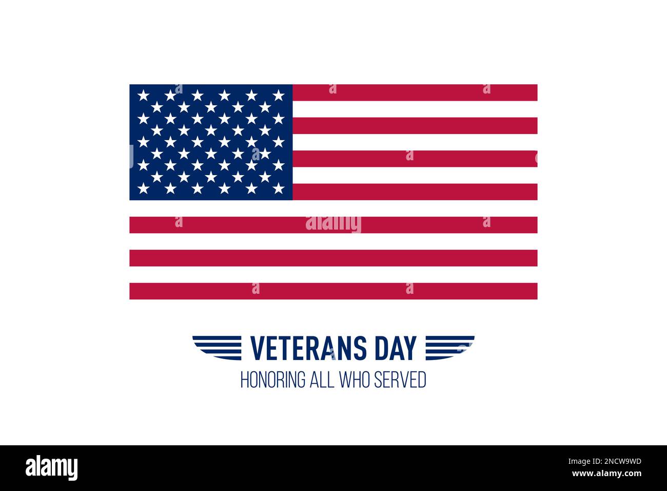 Veterans day simple greeting card with USA flag. Vector illustration ...